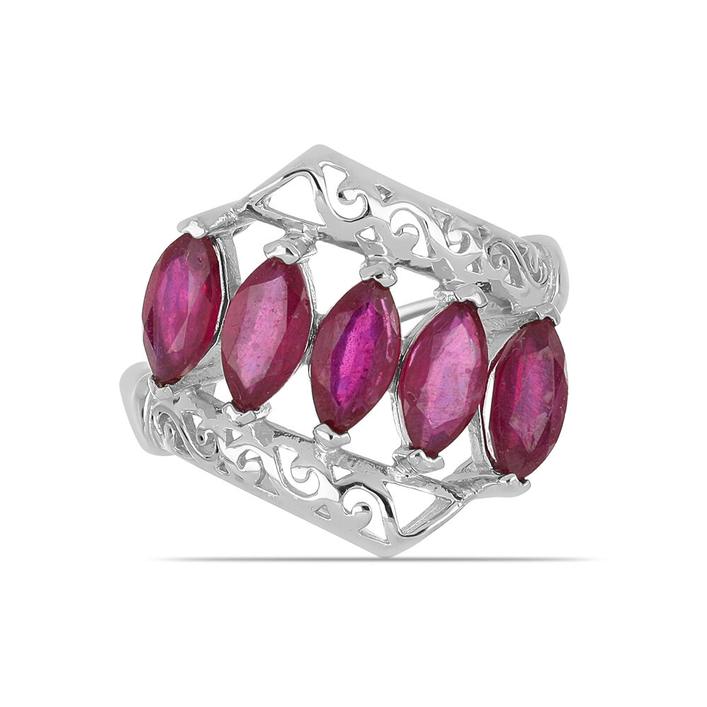 Кольцо дорожка, серебро, 925 проба, родирование, рубин
