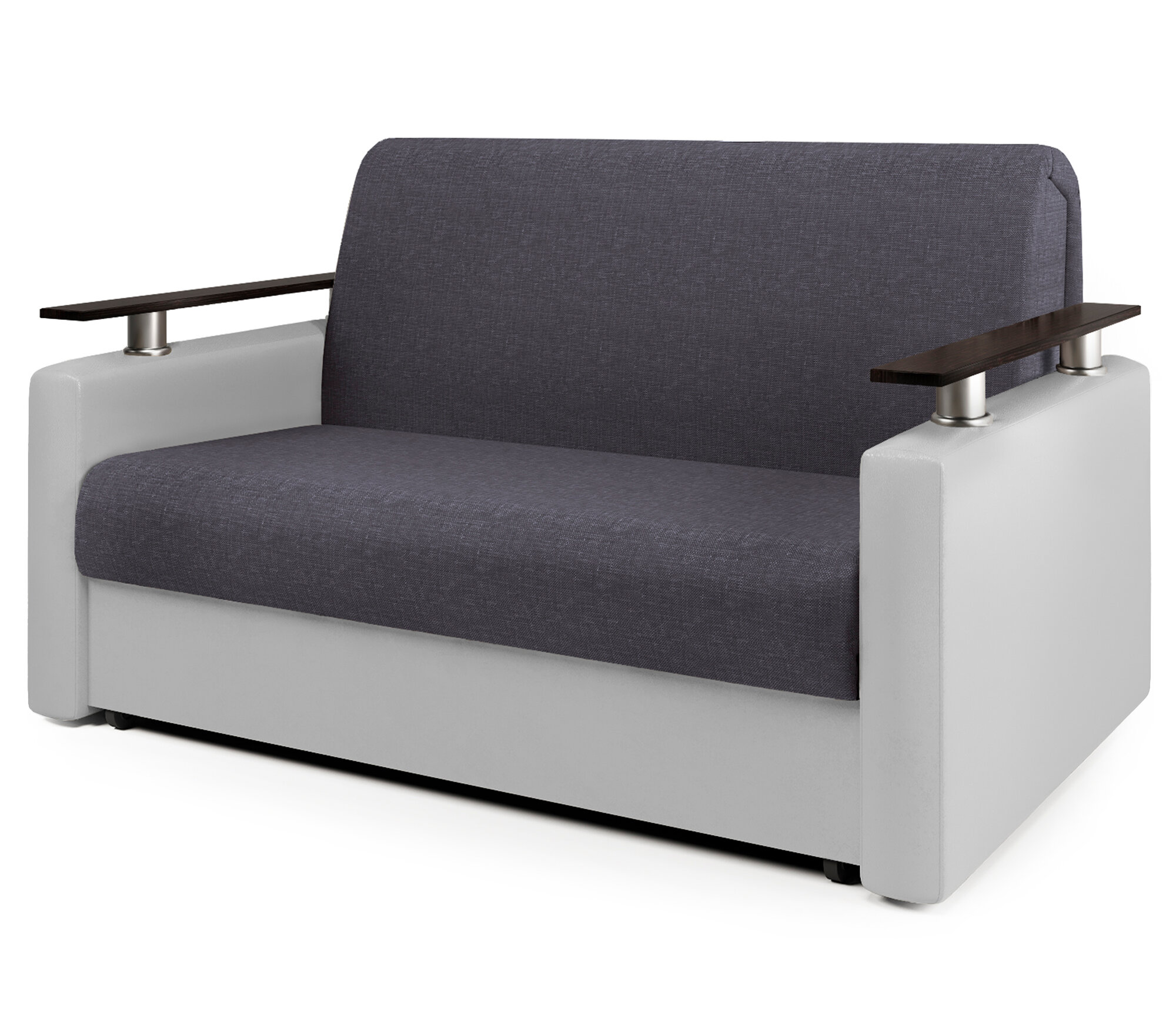 Диван-кровать Шарм-Дизайн Шарм 120х194 см, диван раскладной, аккордеон, прямой, серая рогожка и экокожа белая