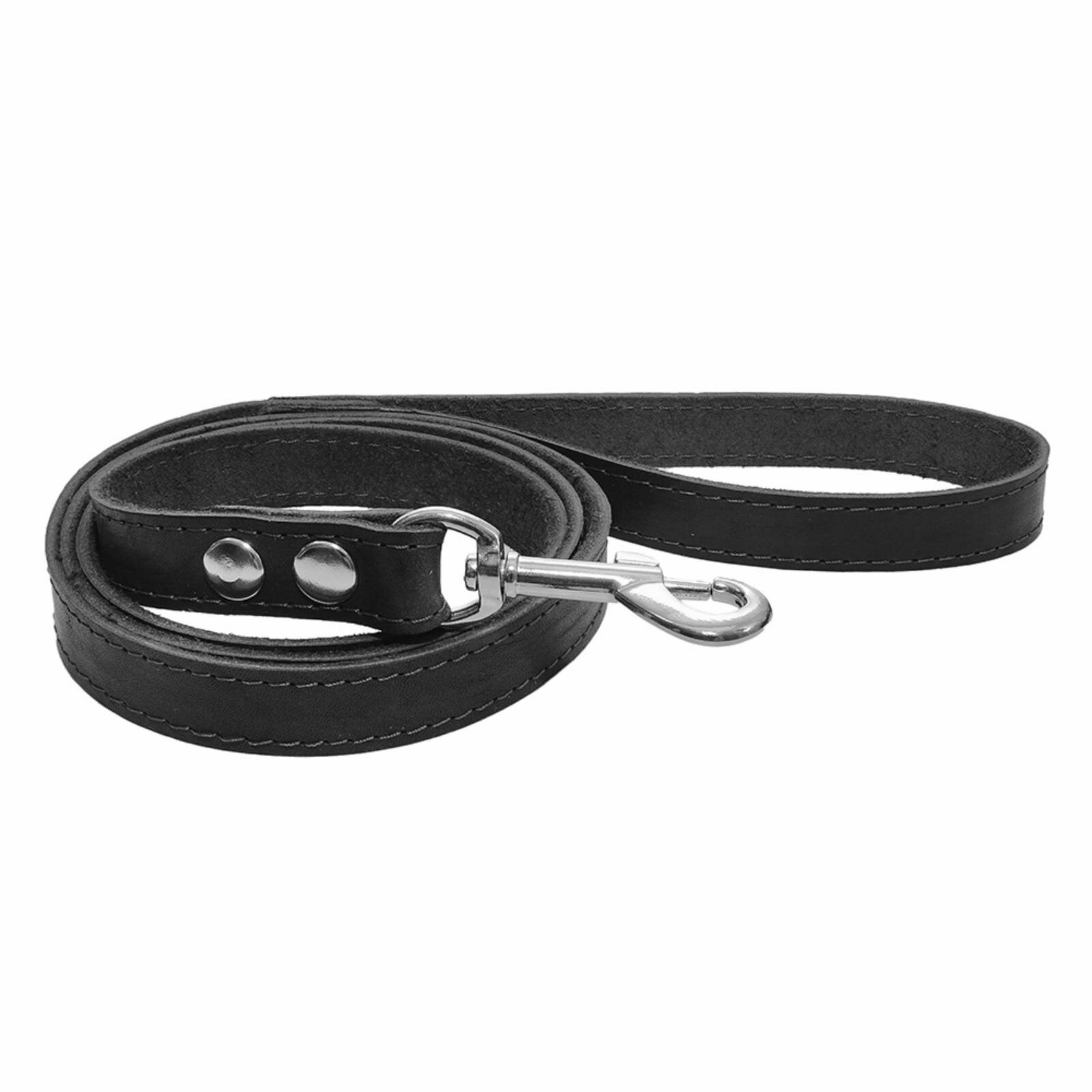 Поводок кожаный черный