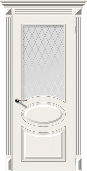 Межкомнатная Дверь Verda Джазз Рал со Стеклом Белое Матовое Кристалл 2000х800мм (Полотно 1шт) / Верда.