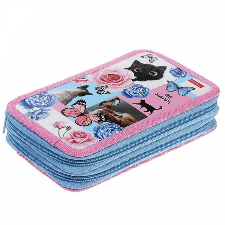 Пенал 2 отделения (Hatber) Cat day 190х110мм глянцевая ламинация с таблицей умножения арт. NPn_47099