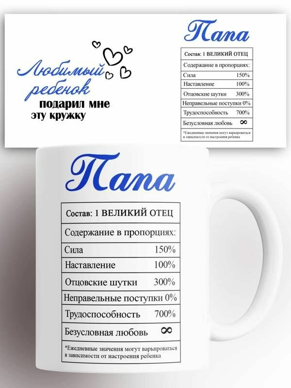 Кружка Состав великий отец папа 330 мл