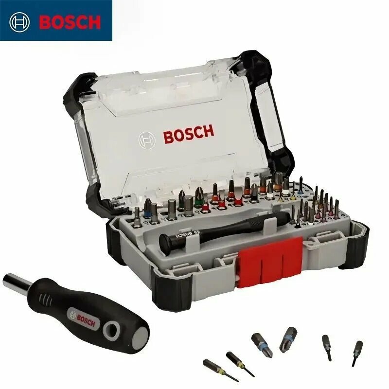 BOSCH, набор торцевых головок 42 шт, многофункциональный набор отверток, точные магнитные биты, аккумуляторные ручные инструменты для ремонта, 2607002835