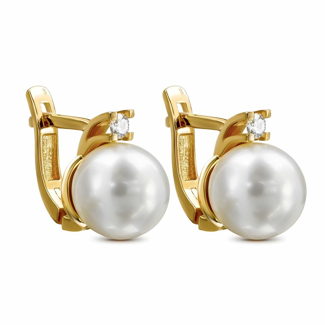 Серьги с подвесками, красное золото, 585 проба, бриллиант, жемчуг