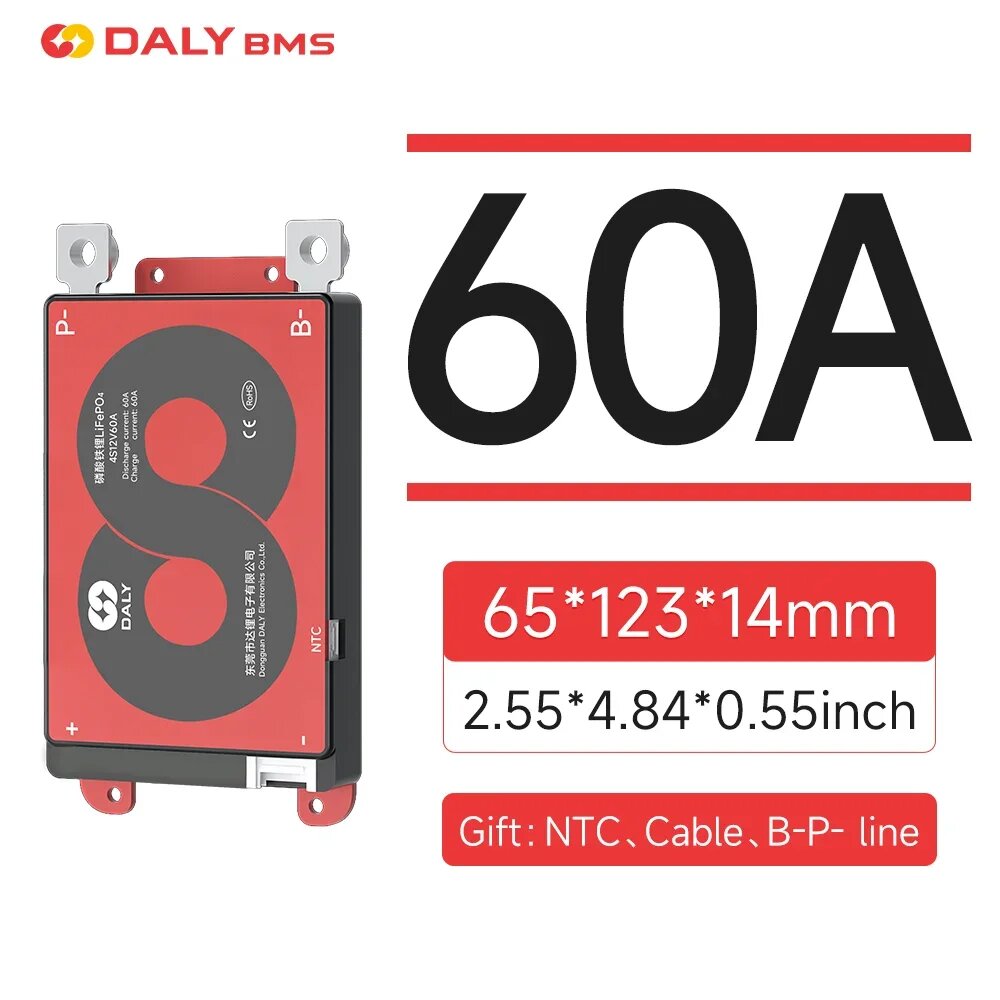 Daly 4S 12V LiFePO4 BMS 60A NTC K