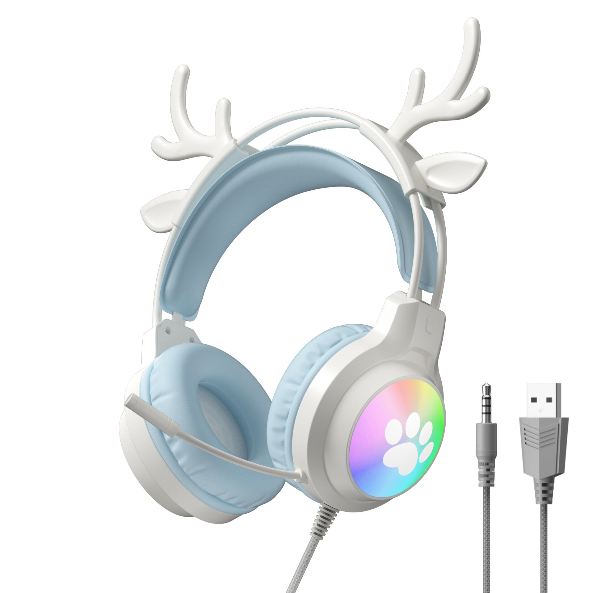 SY-G50 RGB Проводная игровая гарнитура с котячьими ушами для консоли PS5 - Синий