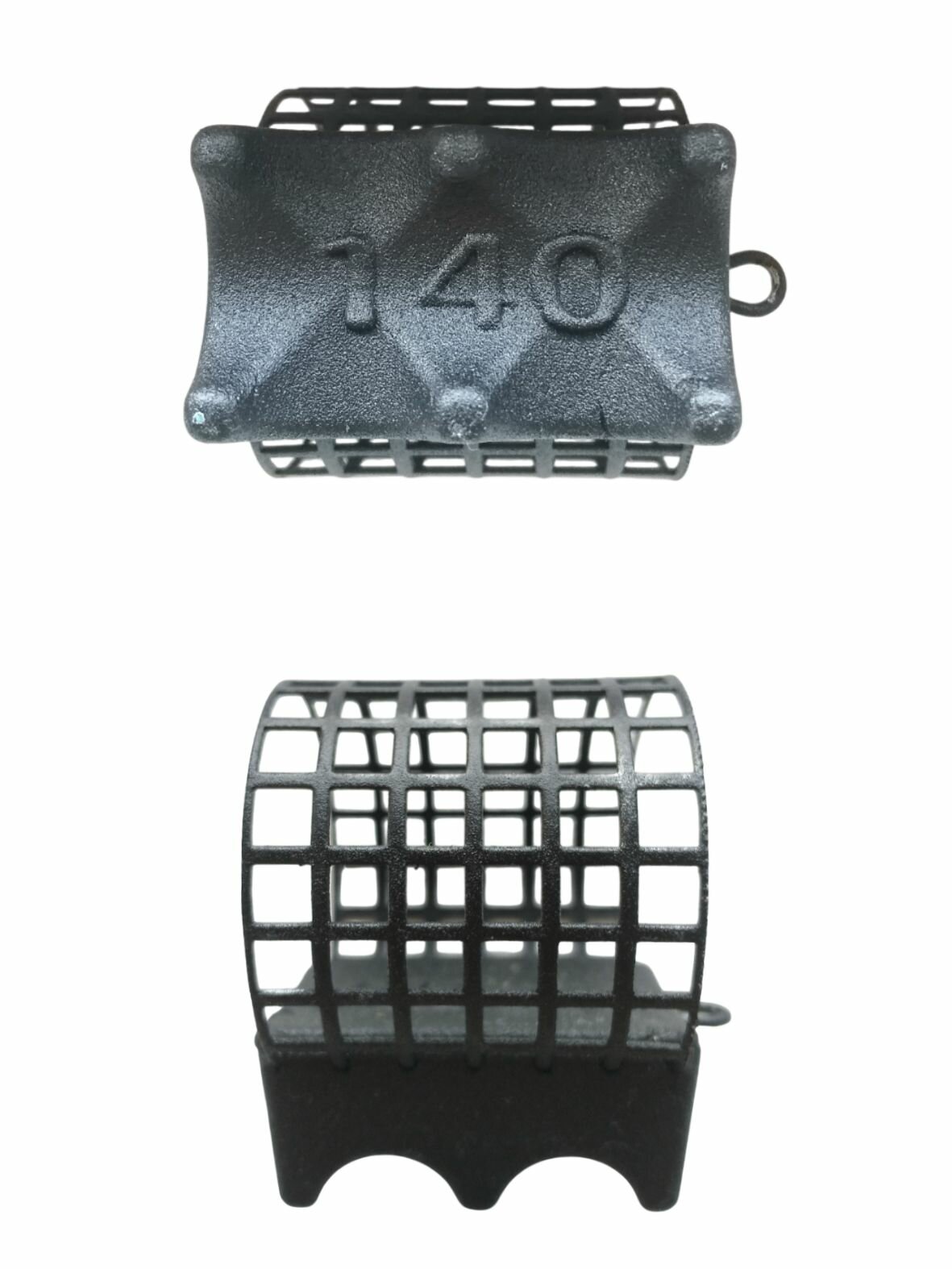 2 шт. / Кормушка фидерная 140 гр. Черная с грунтозацепом для реки с умеренным или сильным течением