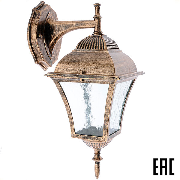 Светильник 11614 PL612 220В Е27 настенный 4-х гранный Таллин чёрное золото IP44 (Feron)