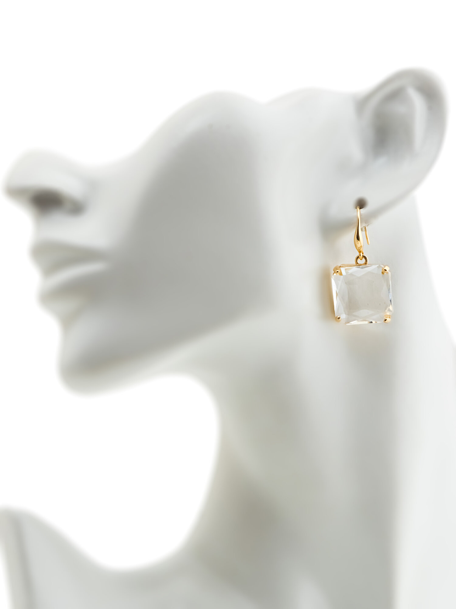 Серьги ЖемАрт, кристалл, бесцветный, золотой — фото 1