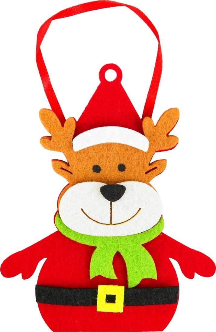 Детский набор для творчества "Новогодний олень в шарфике" ёлочное украшение из фетра, новогодняя игрушка на ёлку своими руками, клей в комплект не входит