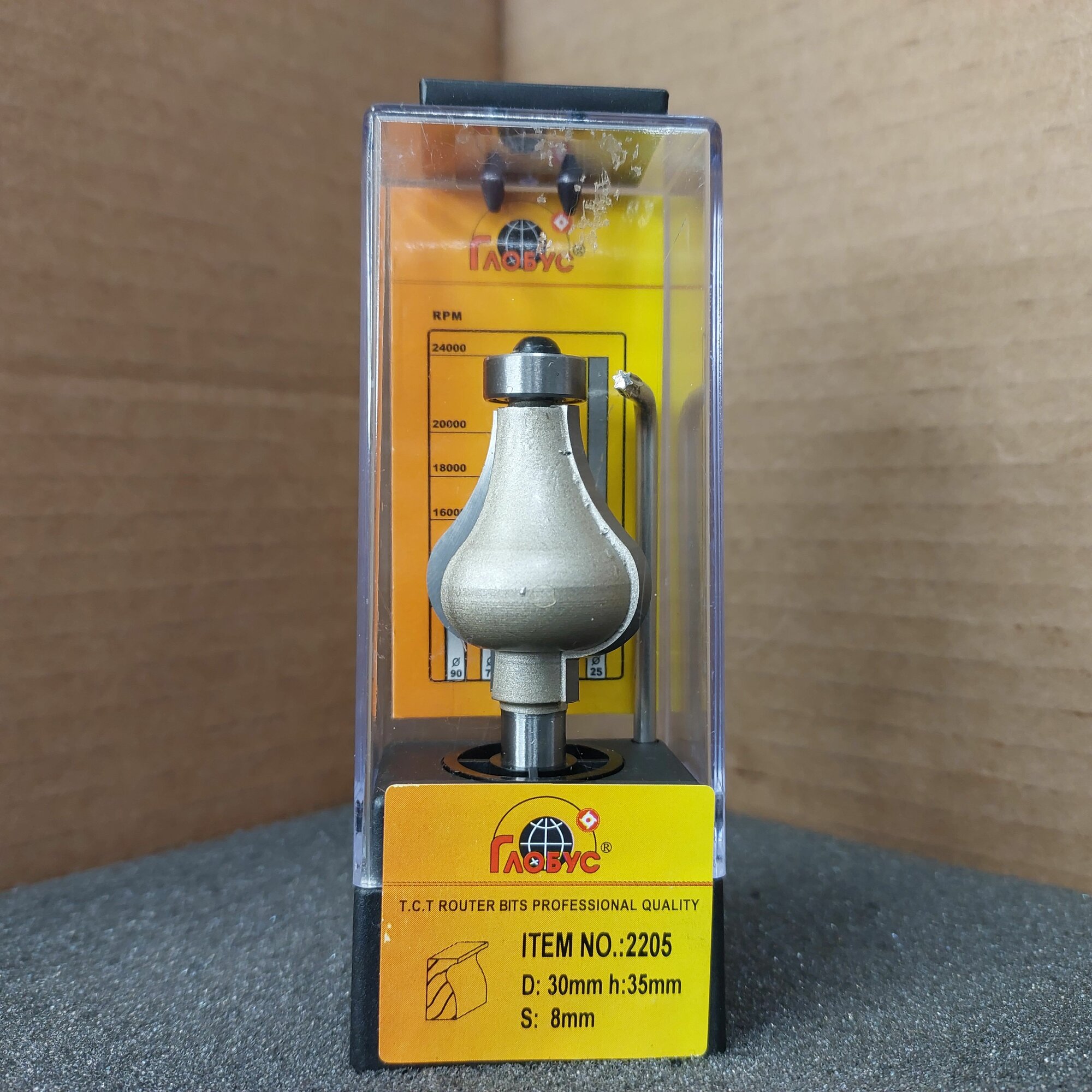 Фреза для поручня Глобус 2205 кромочная фигурная D:30mm I:35mm d:8mm