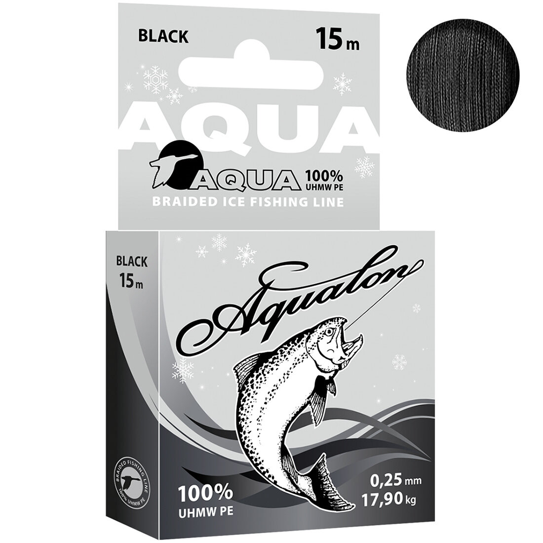 Плетеный шнур для рыбалки AQUA Aqualon Black зимний 0,25mm 15m