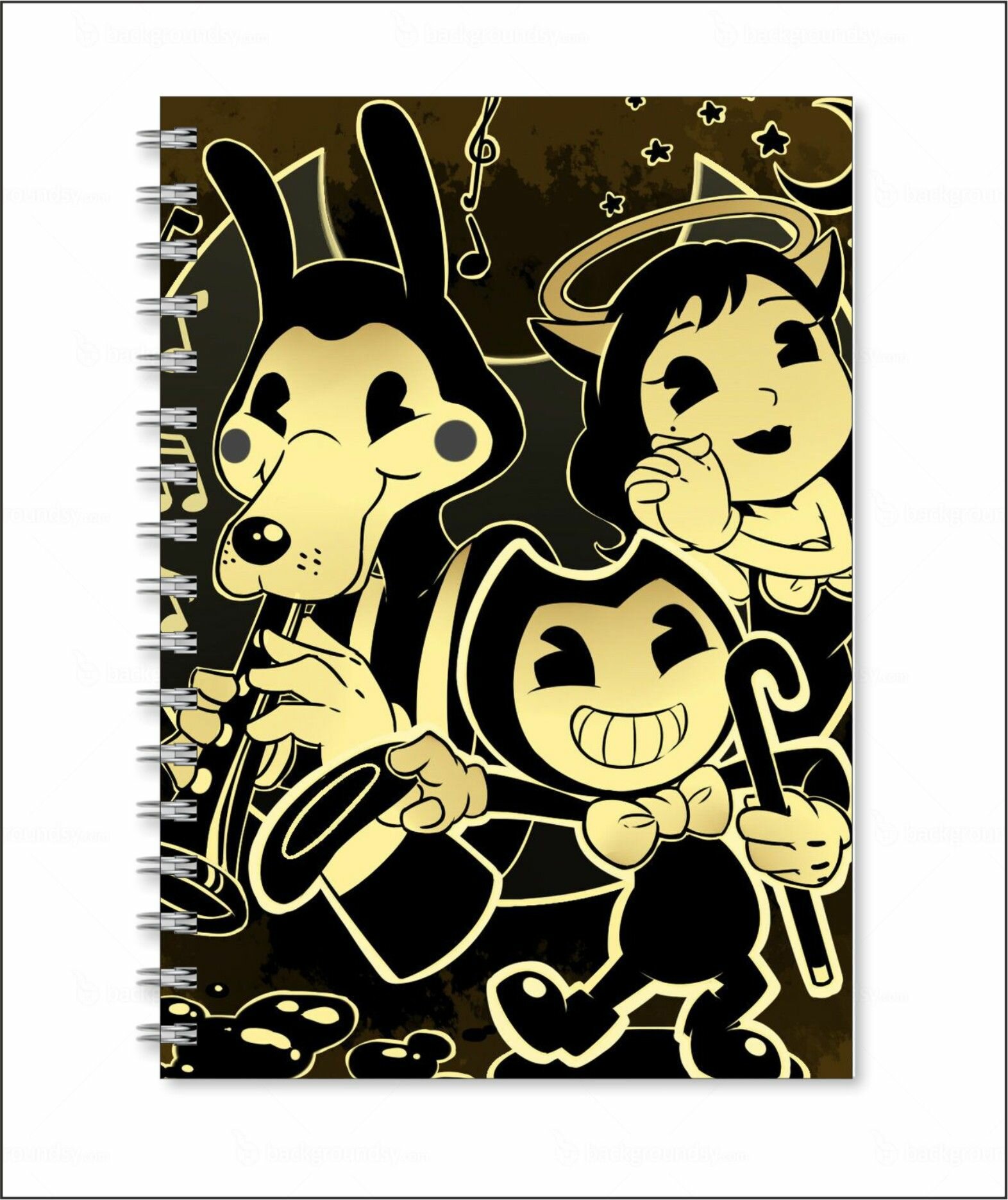 Тетрадь формата А5 с принтом "Бенди и чернильная машина"