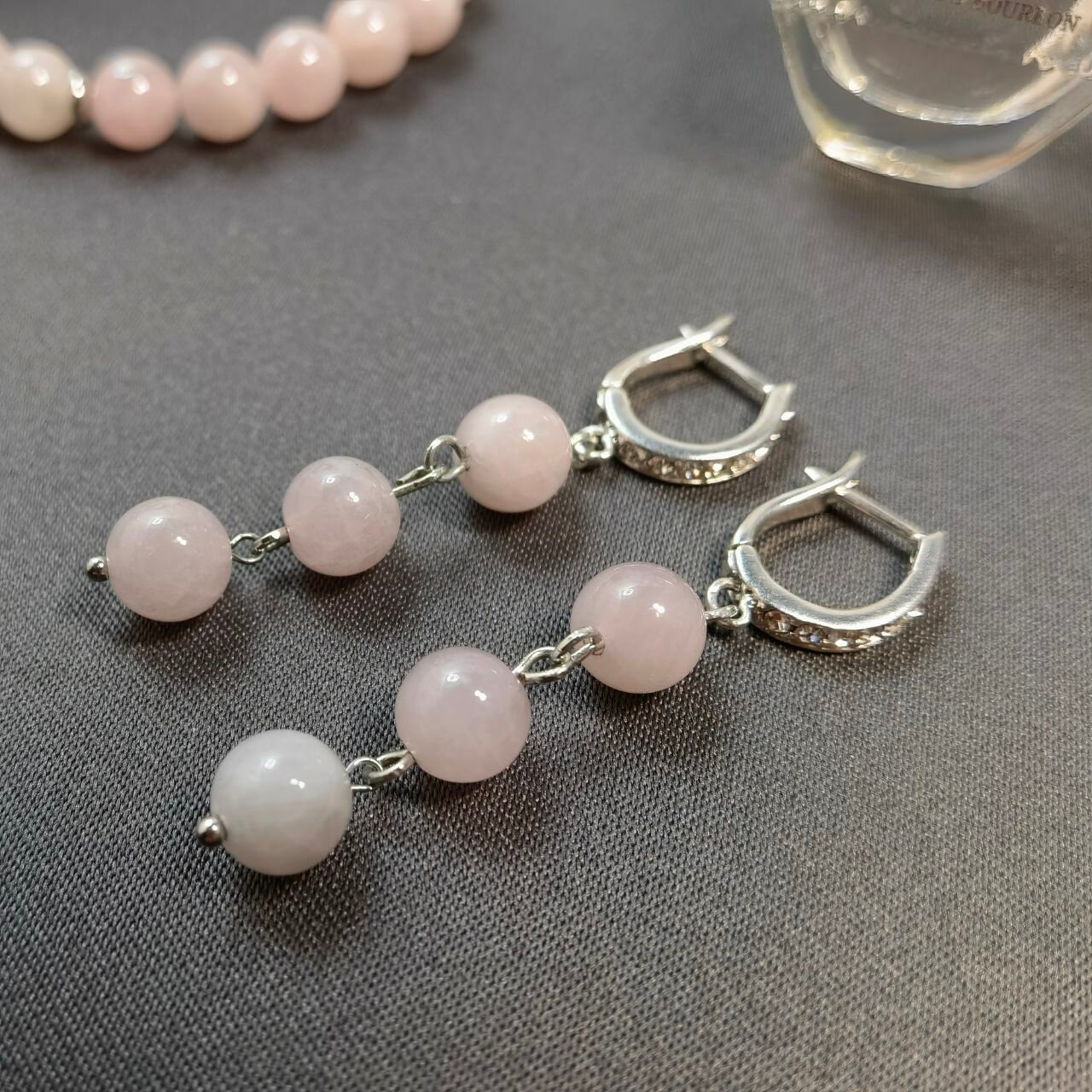 Серьги, кунцит