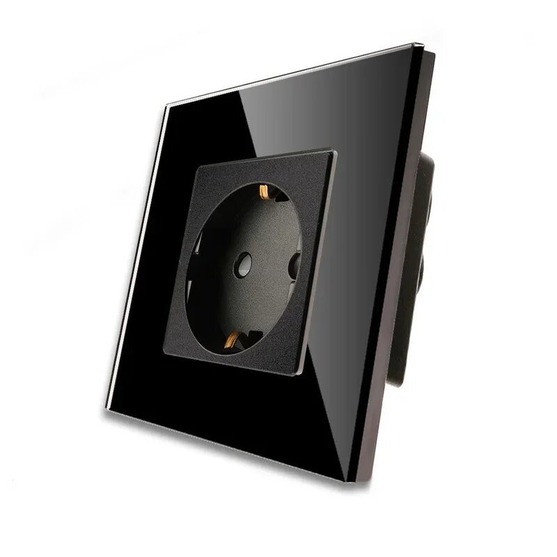 Розетка Bingoelec черная со стеклянной панелью, Color: socket1