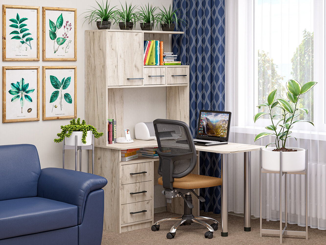 Стол компьютерный МК"Пирамида" СК-35, универсальный (правый, левый), цвет крафт серый, 178х101х130 см