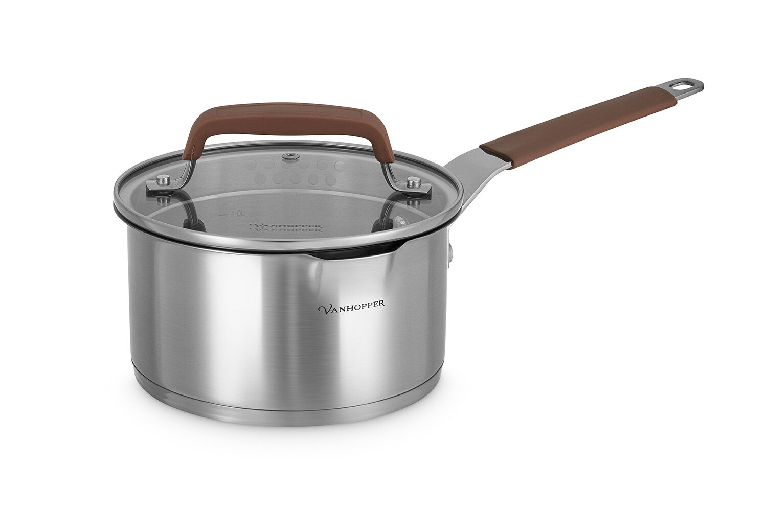 VANHOPPER Elegant ковш с крышкой 1,7 л для приготовления блюд на плите и удобной подачи