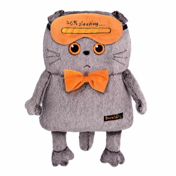 Подушка Budi Basa Кот Басик в маске для сна, 32 см, Kp34-229