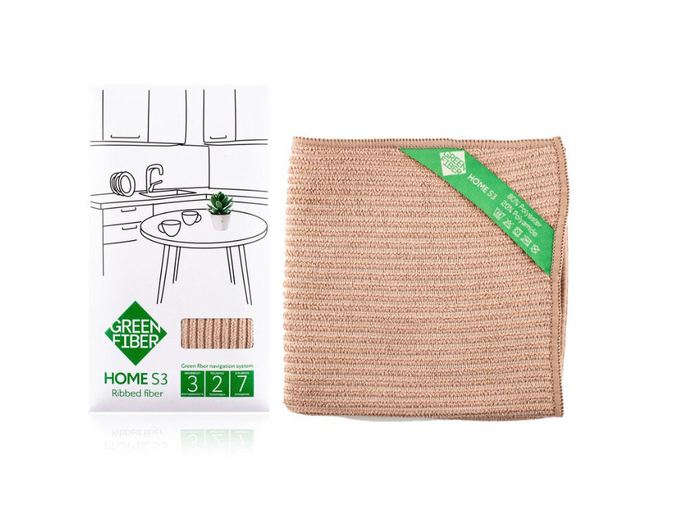 Файбер ребристый Green Fiber HOME S3, Размеры: 30 х 30 см Цвет: Бежевый, GreenWay