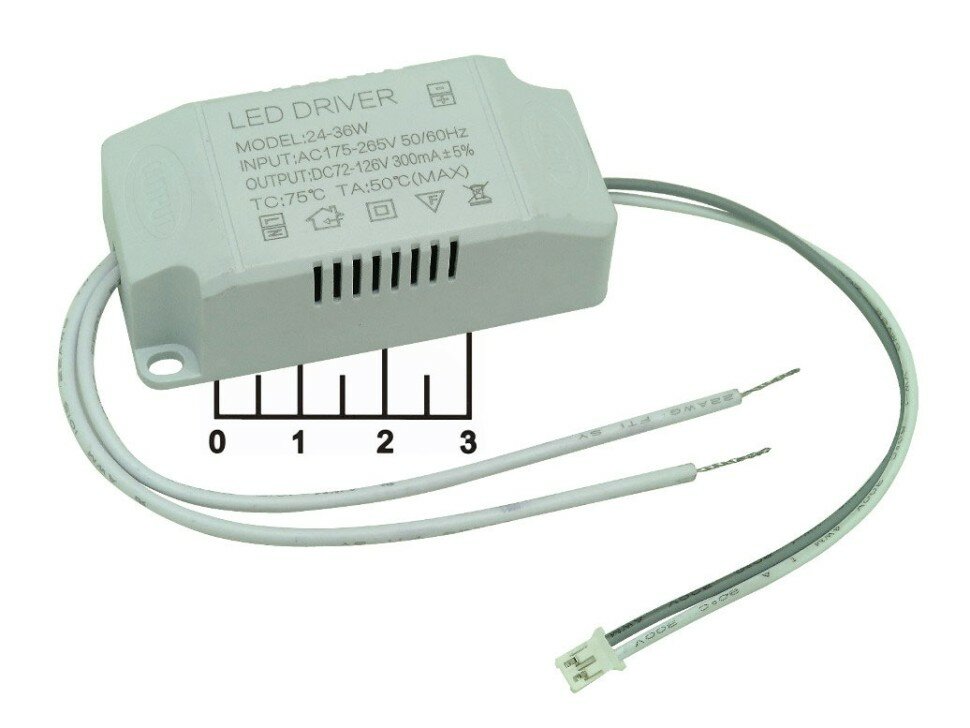 Драйвер светодиода 300mA/72-126VDC 175-265VAC (24-36)*1W