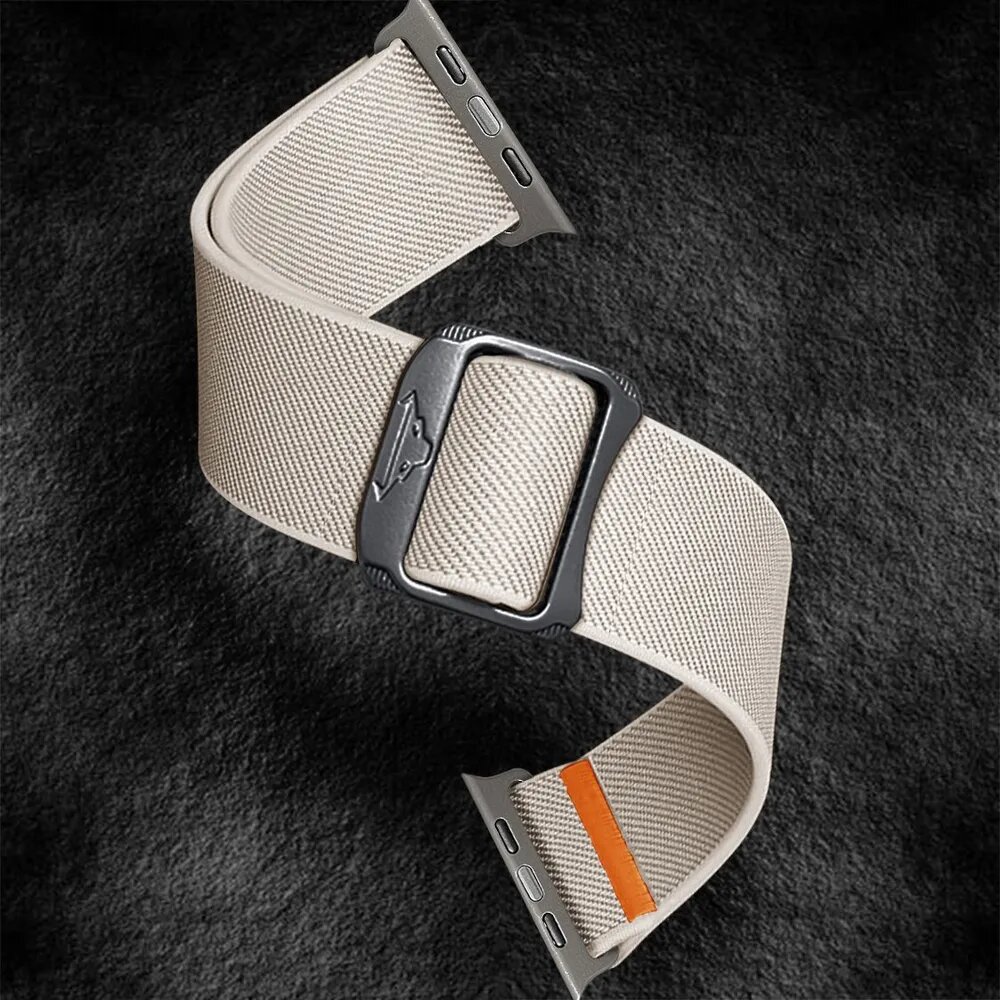 Эластичный тканевый ремешок для Apple Watch с размером 42, 44, 45 и 49 мм (светло-бежевый)