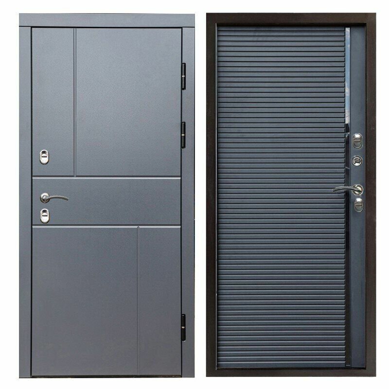 Дверь входная металлическая с терморазрывом Вертикаль грей porte black Paputin's Doors 960 х 2050 мм Правая