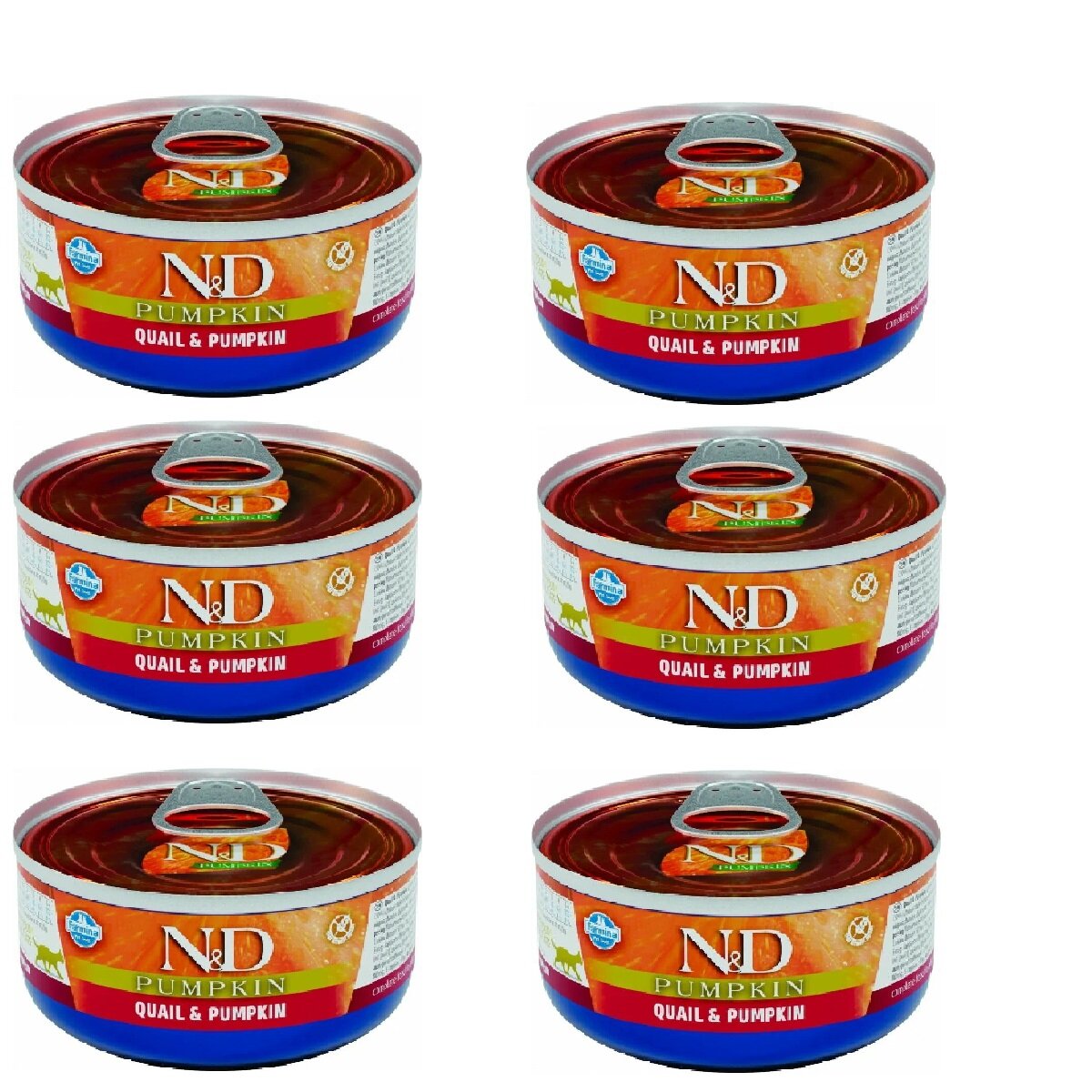 Фармина Консервы ND Cat Quail & Pumpkin Перепел с тыквой для кошек 70 г (6шт)