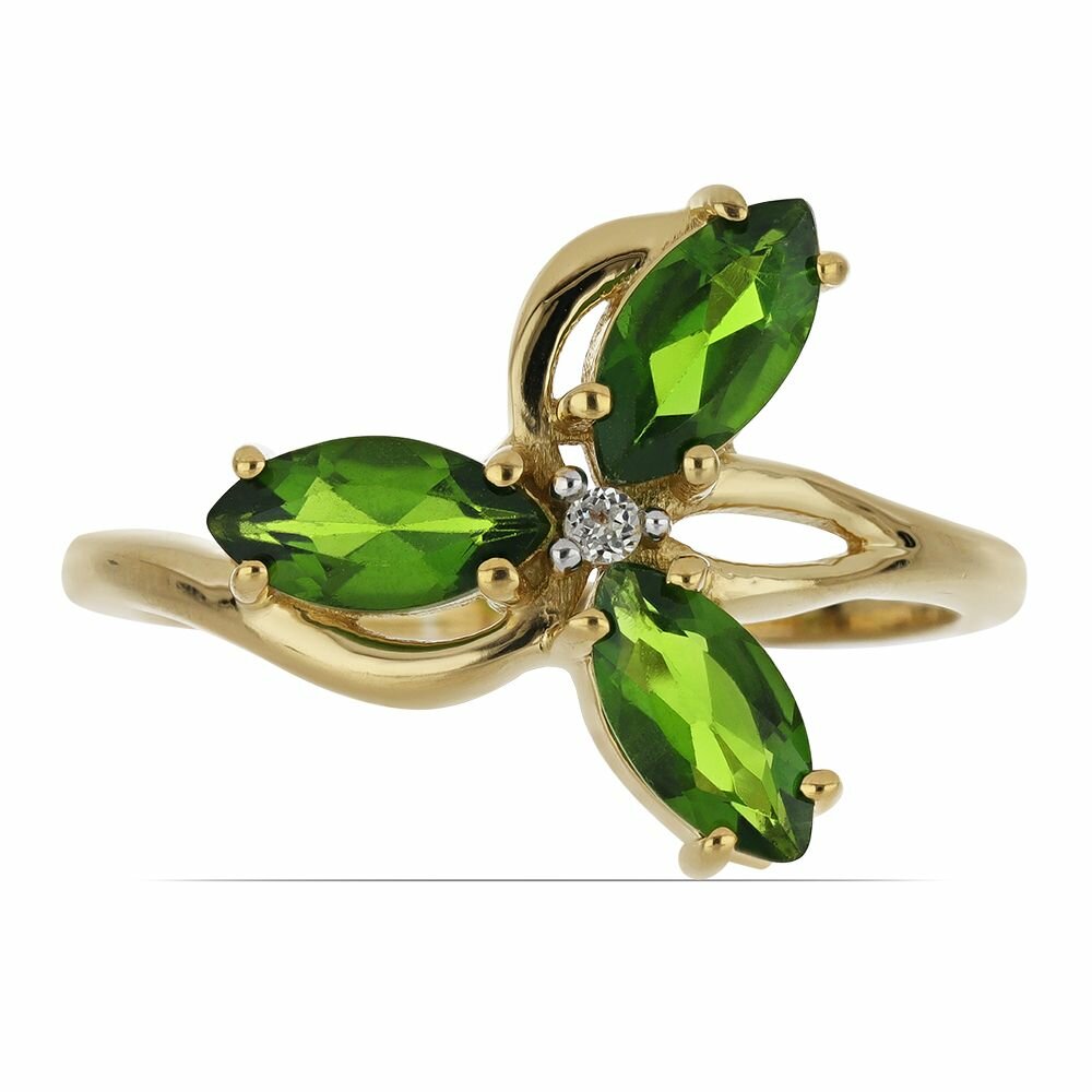 Кольцо, серебро, 925 проба, хромдиопсид, топаз