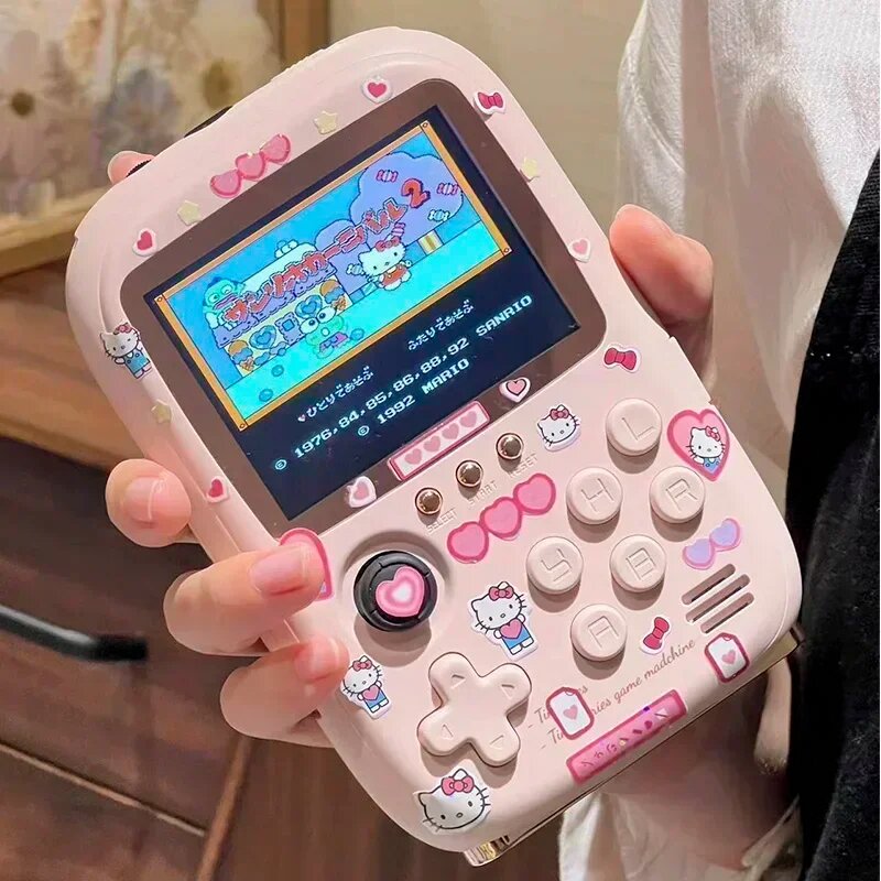 Sanrio Hello Kitty Handheld Games Console Mini Game Portable Kawaii Power Bank Retro Soft Light Color Screen Toys Birthday Girls