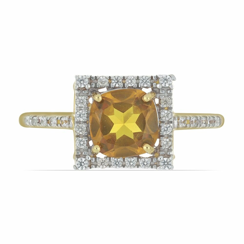 Кольцо, серебро, 925 проба, султанит синтетический, циркон