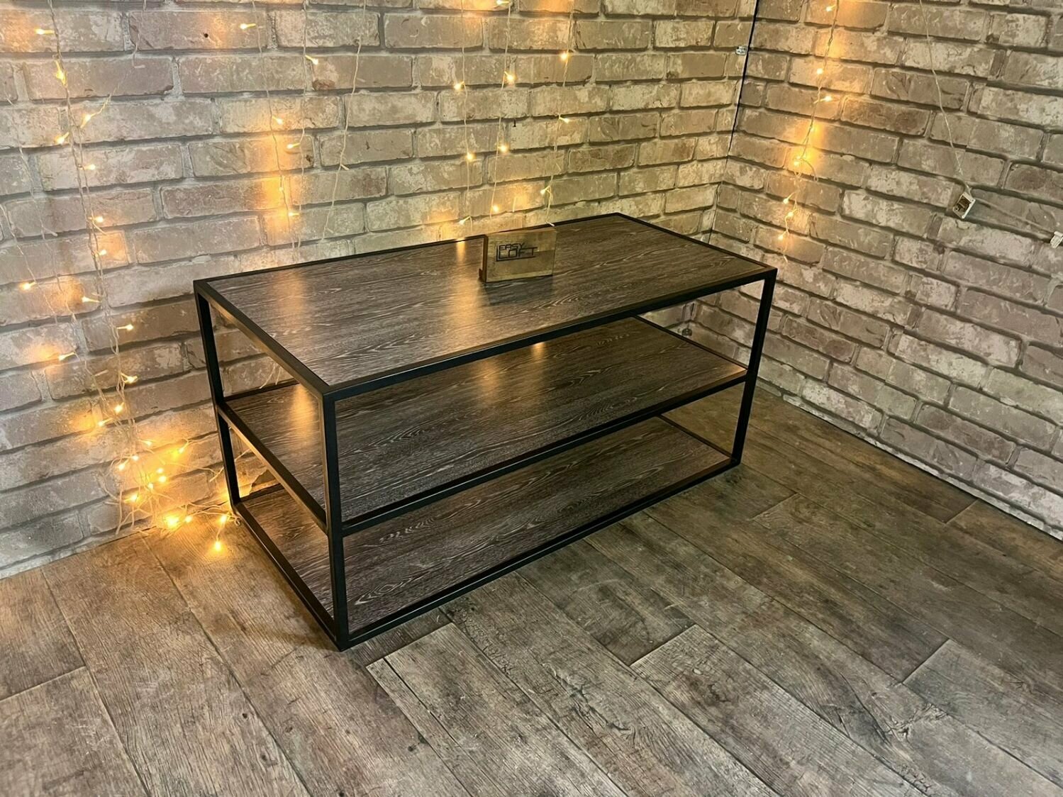 Журнальный стол "EasyLOFT" в стиле лофт, для гостиной, массив дуба, 125х56х56 см.