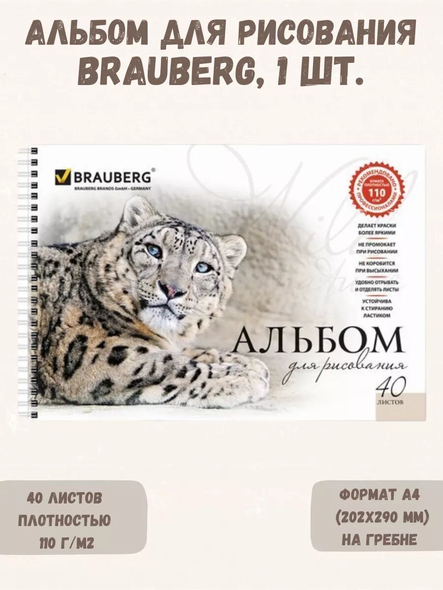Альбом BRAUBERG "Благородные кошки", для детского творчества, формат А4, 40 листов