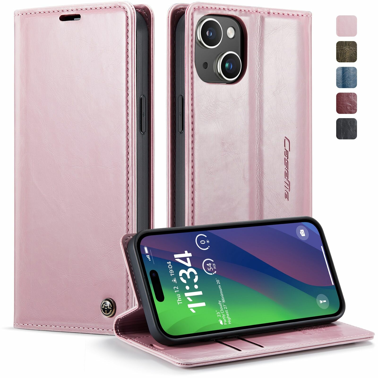 CaseMe Кожаный книжка чехол для iPhone 15 / Aйфон 15