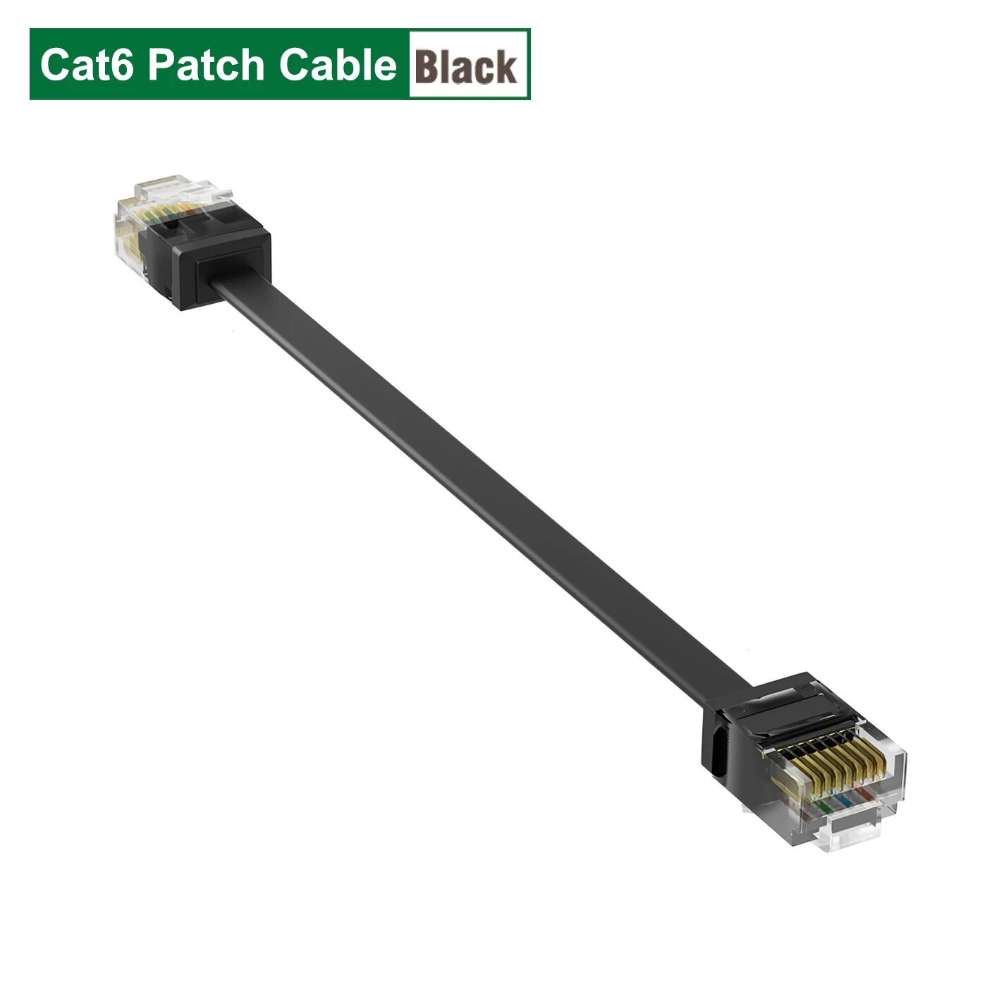 Cat6 плоский Ethernet кабель черный, 0.5м, RJ45