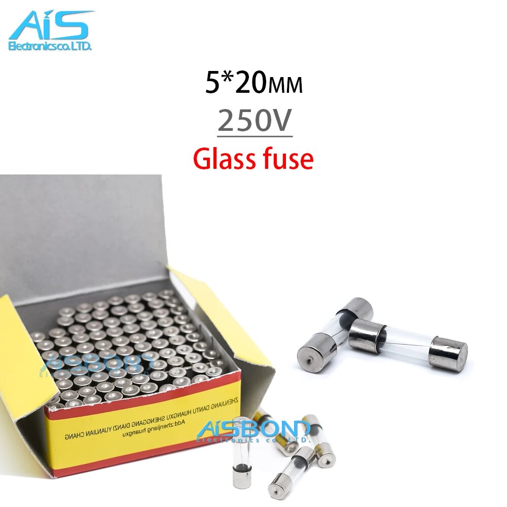 Стеклянные предохранители 5x20 мм 250В 20Pcs 250V F0.2A