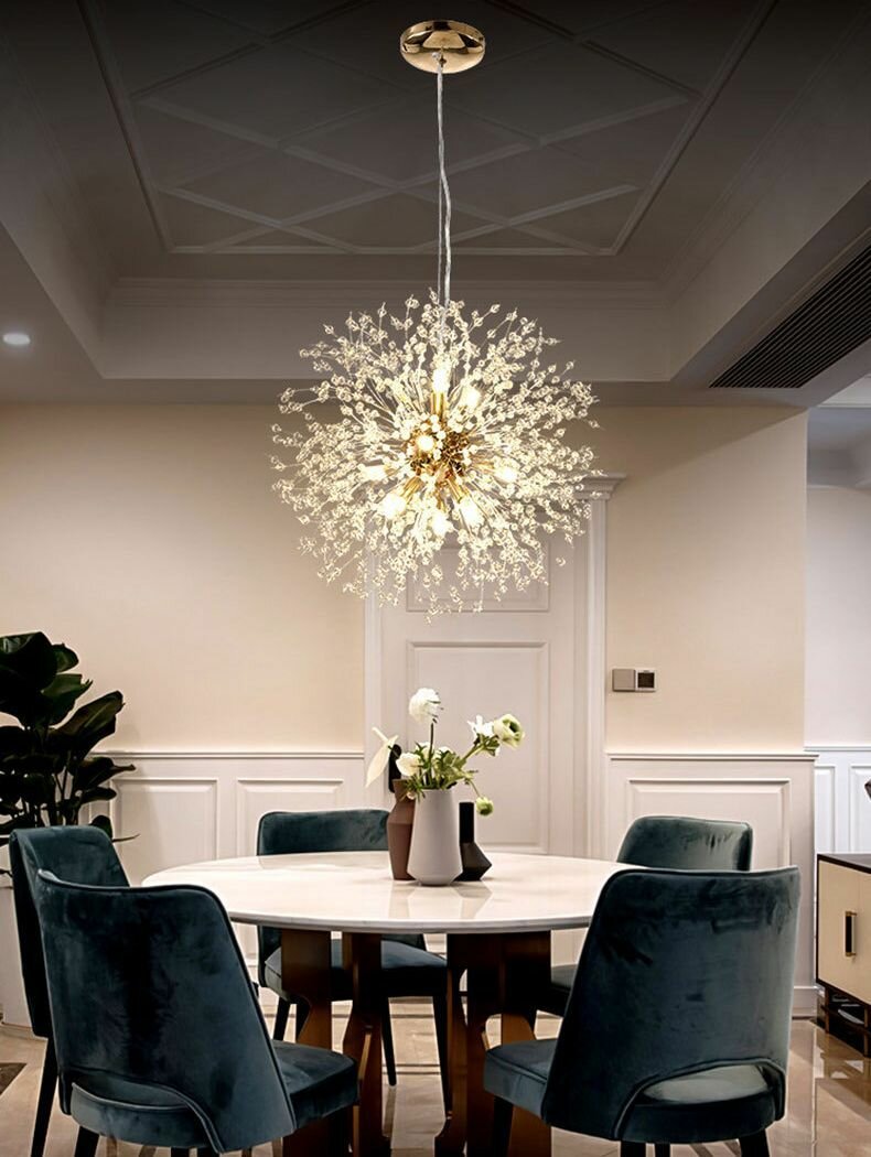 Люстра подвесная хрустальная, одуванчиком украшение, 550 мм, LED, три режима, G9