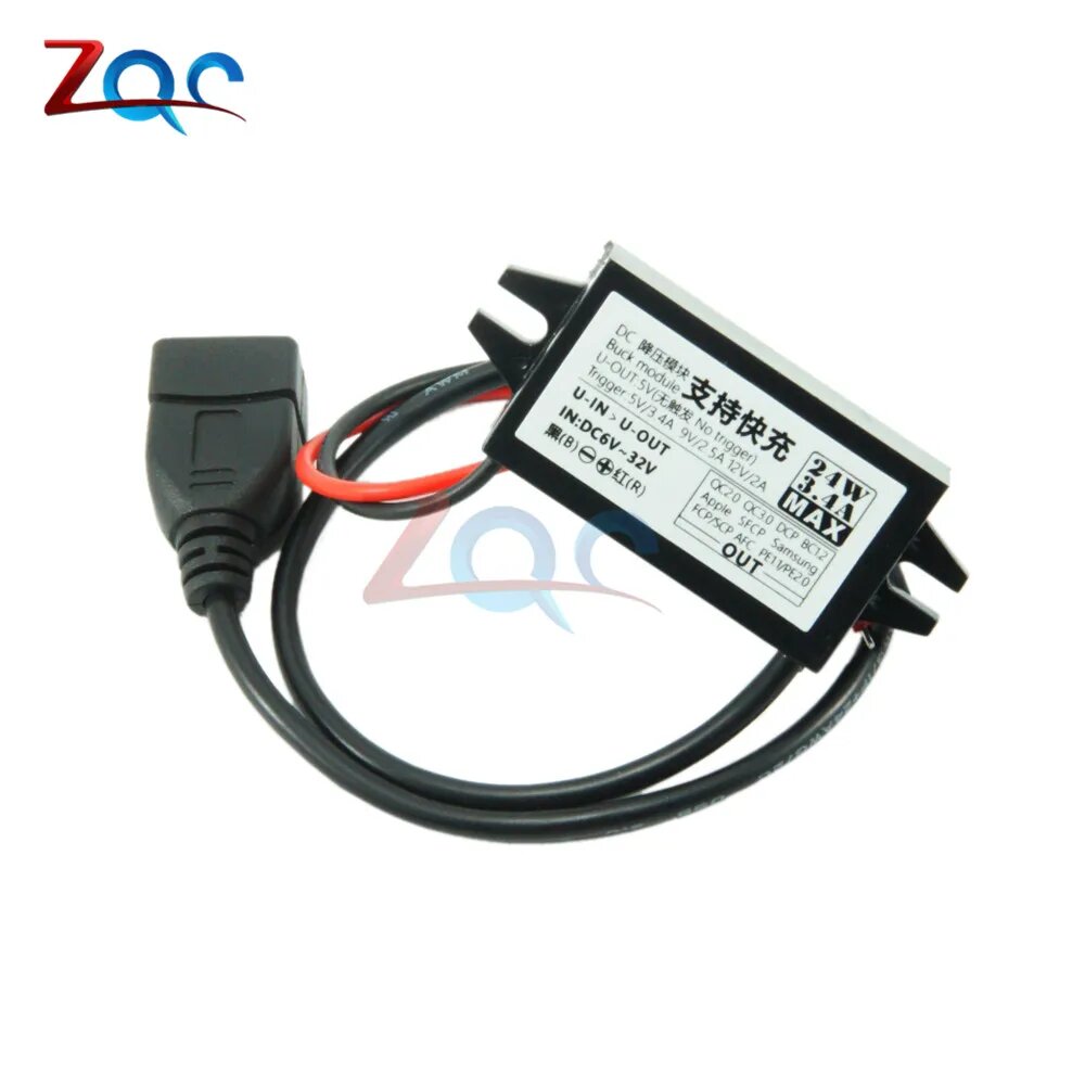 Diymore Конвертер 12В в 5В QC 3.0 Female USB