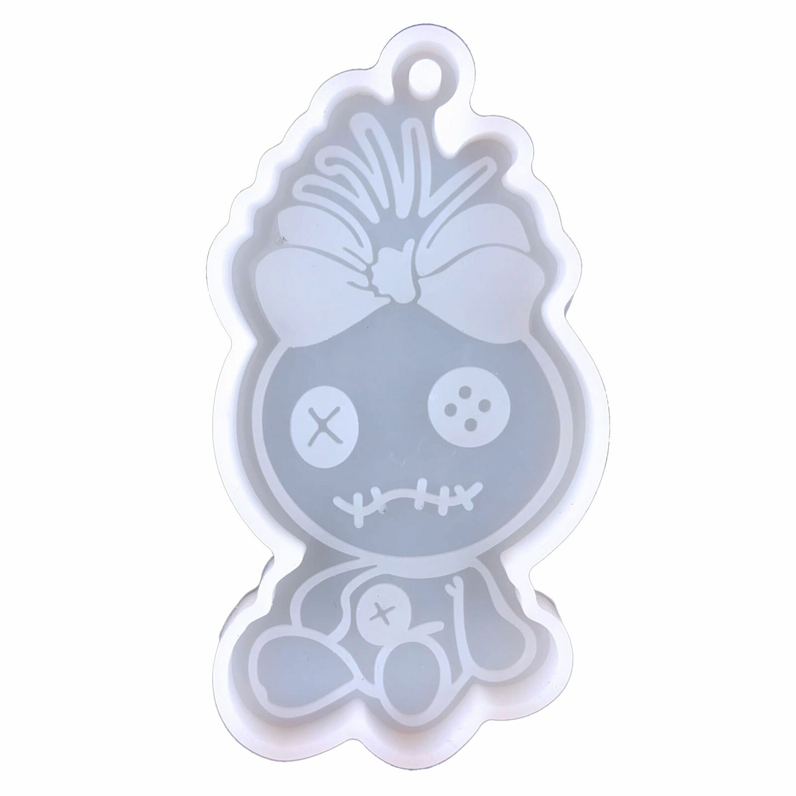 Ключница из эпоксидной смолы в виде вуду-куклы - белая