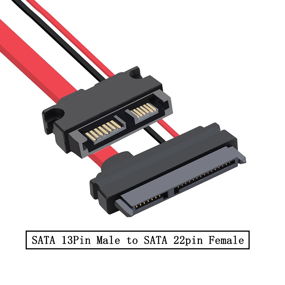 QinMSY SATA 22Pin 7+15 к Slimline SATA 13Pin 7+6 кабель 15CM, 13pin M 22PIN F