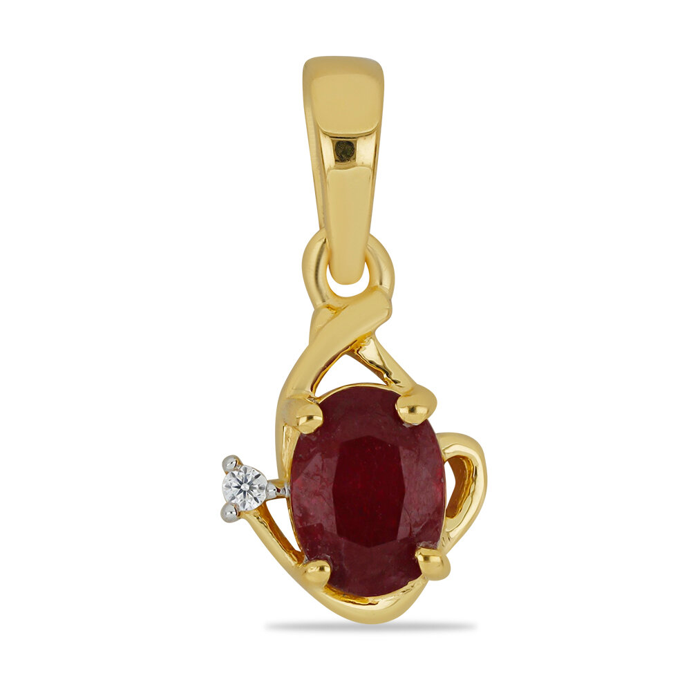 Подвеска, серебро, 925 проба, рубин, фианит