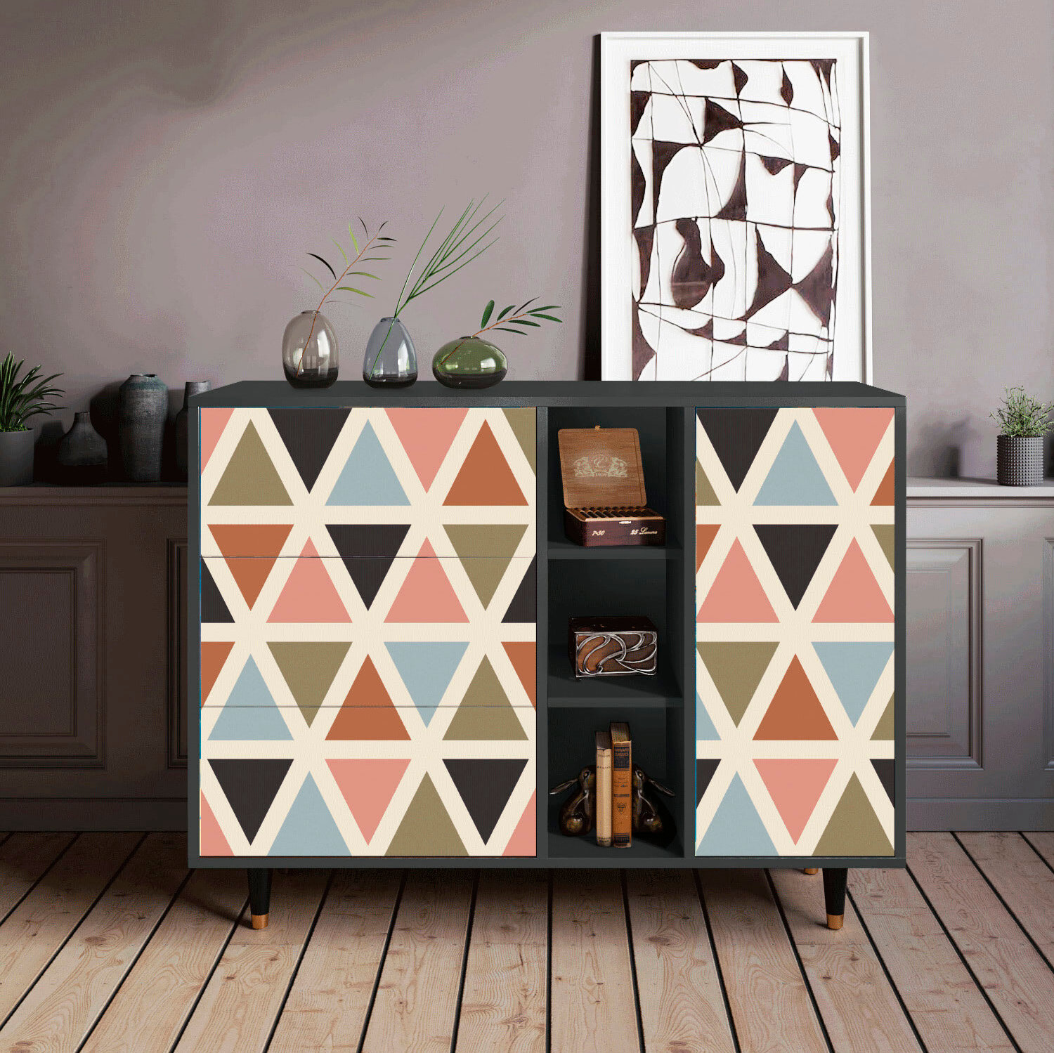 Комод - STORYZ - BS2 Royal Triangles, Разер - 125 x 97 x 48 см , Цвет корпуса - Антрацит