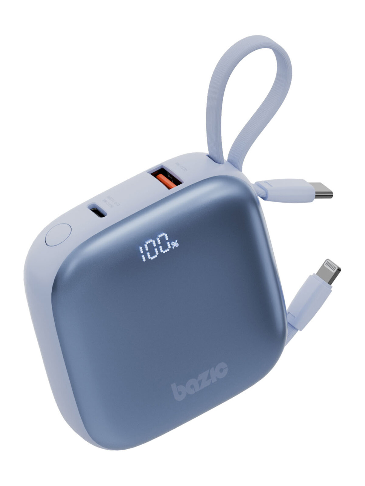 Energea АКБ Bazic GoPower Fusion, 10000 4in1 USB-C+A +USB-C/Lighning cables PD20W Display, Bubble