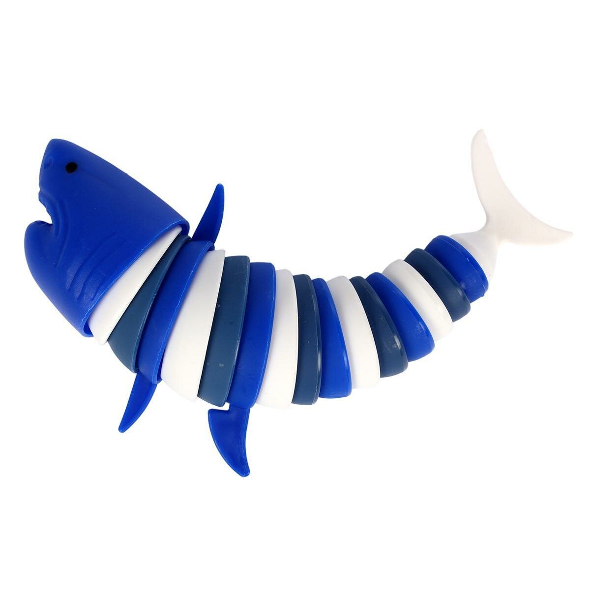 Игрушка змейка акула со светом 21 см, яркая, гибкая, антистрессовая