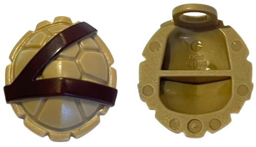 Minifigure Turtle Shell with Dark Brown Horizontal and Diagonal Belt Pattern, 12610pb01 Dark Tan U