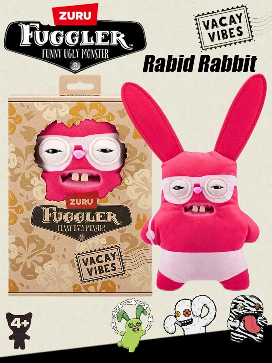 Zuru Fuggler Vacay Vibes Rabid Rabbit / Коллекционная Праздничная Плюшевая Игрушка-зубастый Монстр Для Детей От 4 Лет
