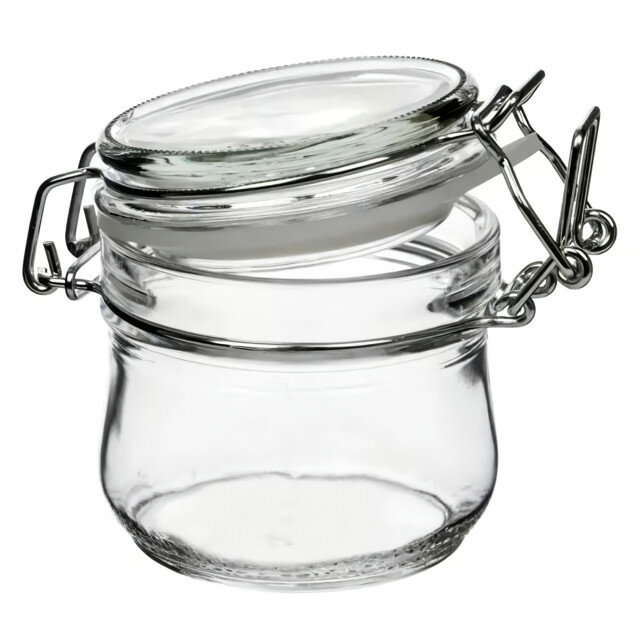 Банка стеклянная 0,25 л с фиксатором для хранения сыпучих продуктов на кухне