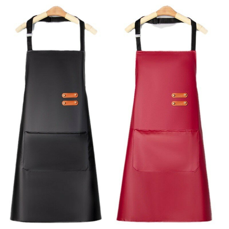 Водонепроницаемый кожаный фартук для женщин с карманом – маслостойкие фартуки из ПВХ для кухни, ресторана или уборки – прочные защитные фартуки без рукавов для ежедневного использования