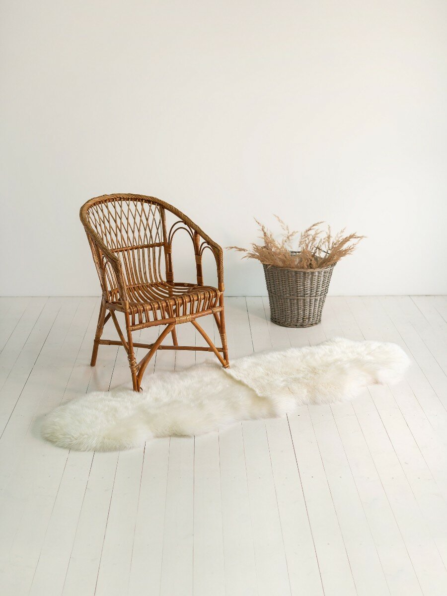 Ковер из двух новозеландских овечьих шкур Shkura-Dekor молочный