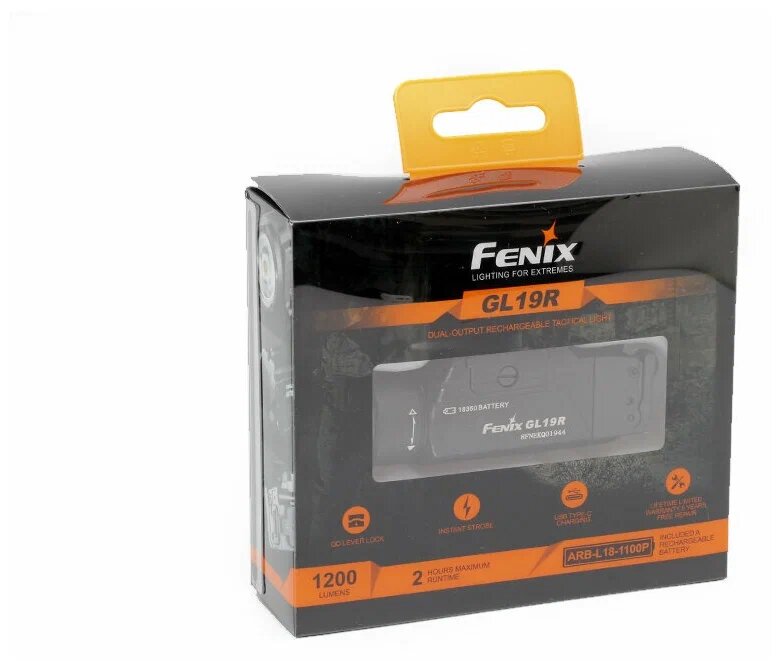 Тактический фонарь Fenix GL19R, ударопрочный, влагозащита IP68, 1200 Лм, чёрный