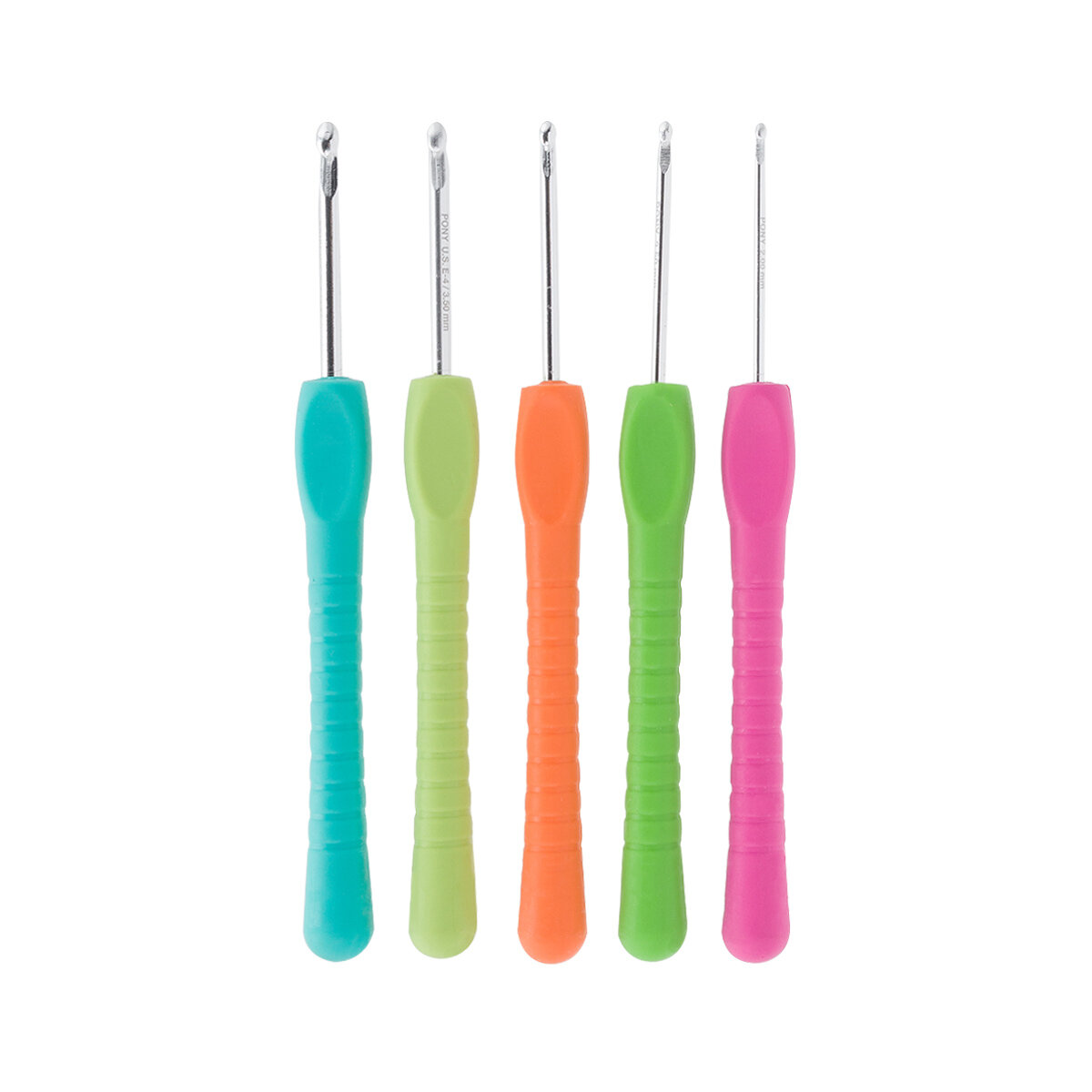 Крючок для вязания, набор 2/2,5/3/3,5/4 мм, длина 14 см, алюминий, 5 штук, PONY